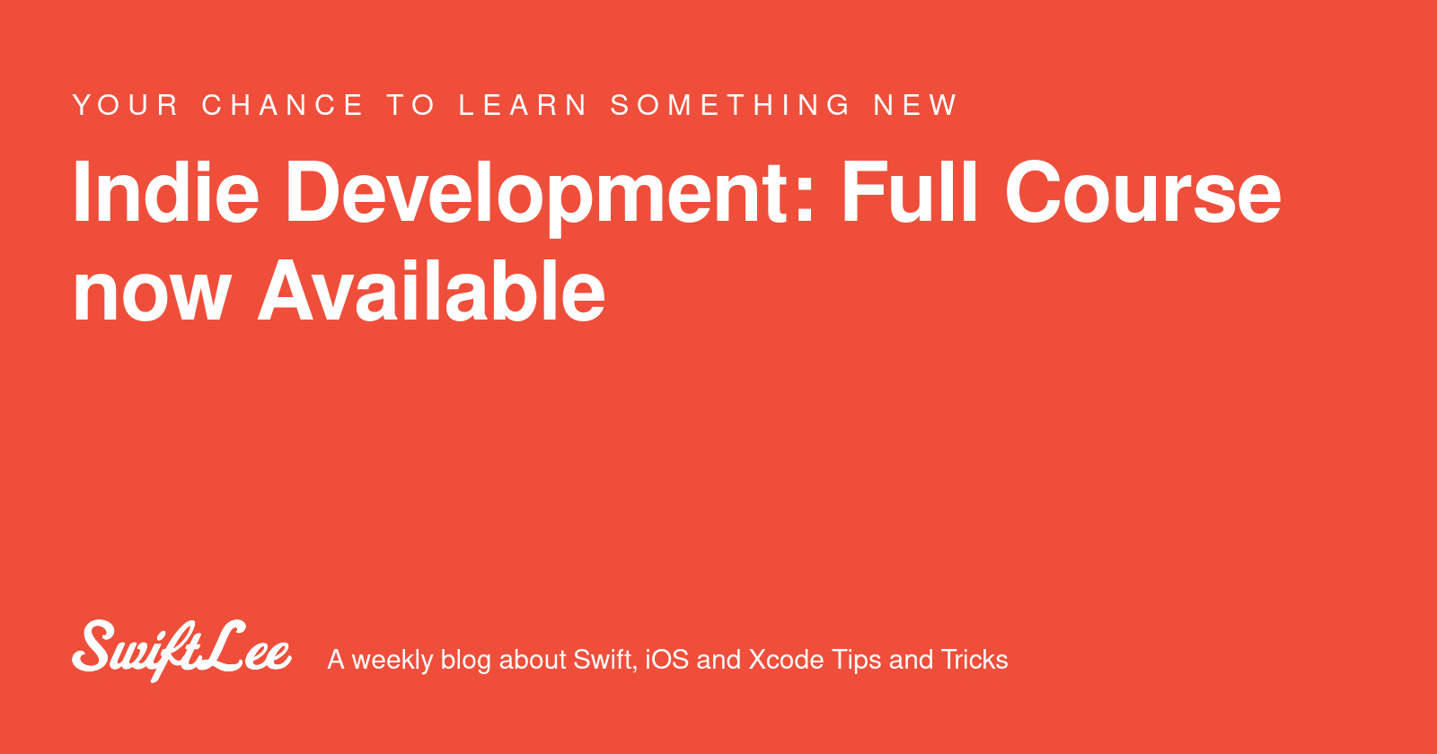 Indie Development: Full Course now Available - SwiftLee