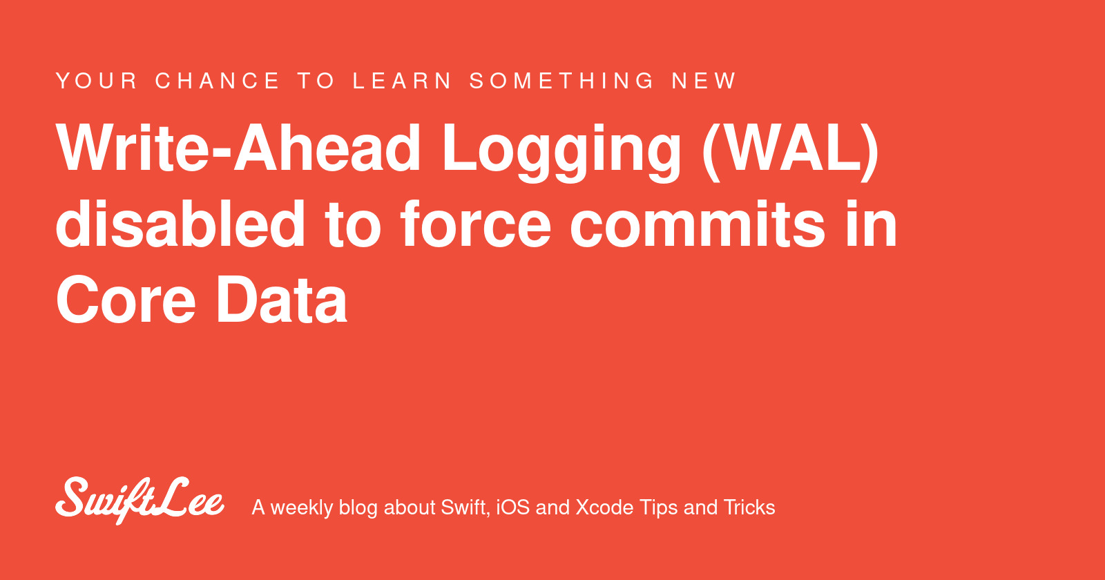 Write Ahead Logging Wal Disabled To Force Commits In Core Data